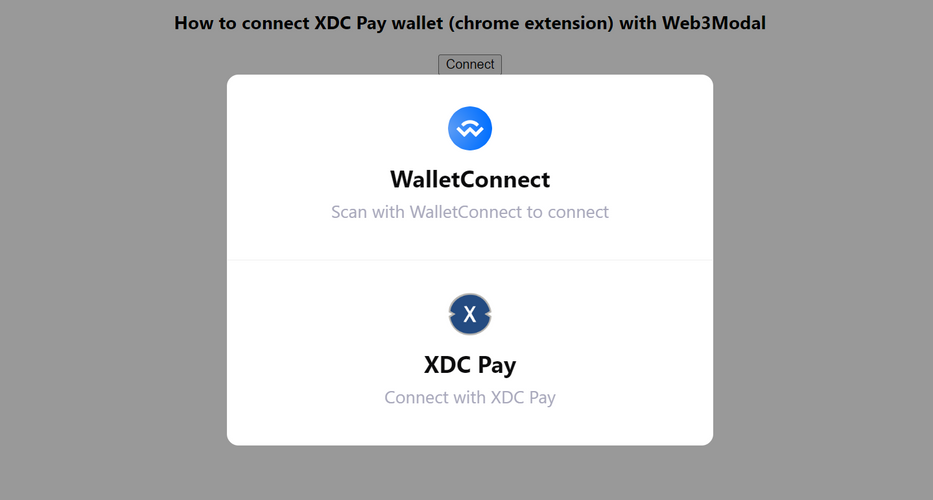 How to connect XDC Pay wallet (chrome extension) with Web3Modal - Developers Forum for XinFin ...